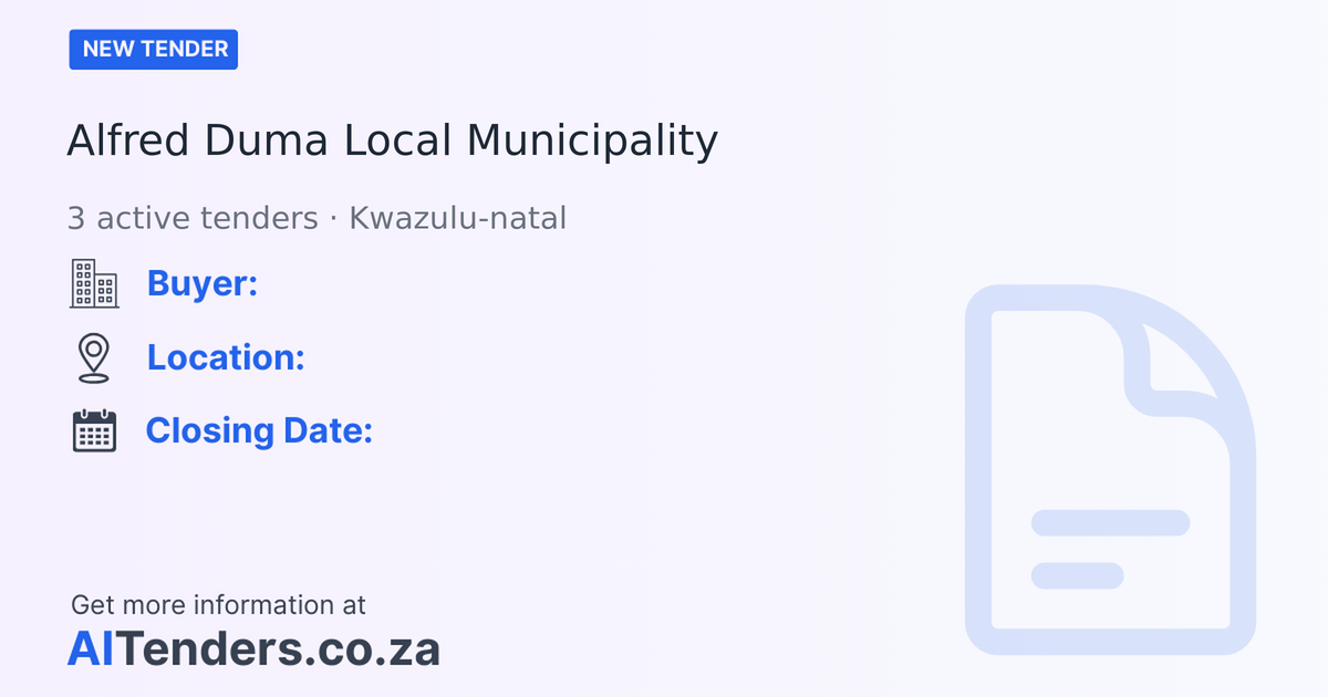 Alfred Duma Local Municipality Tenders & Procurement Profile | AITenders