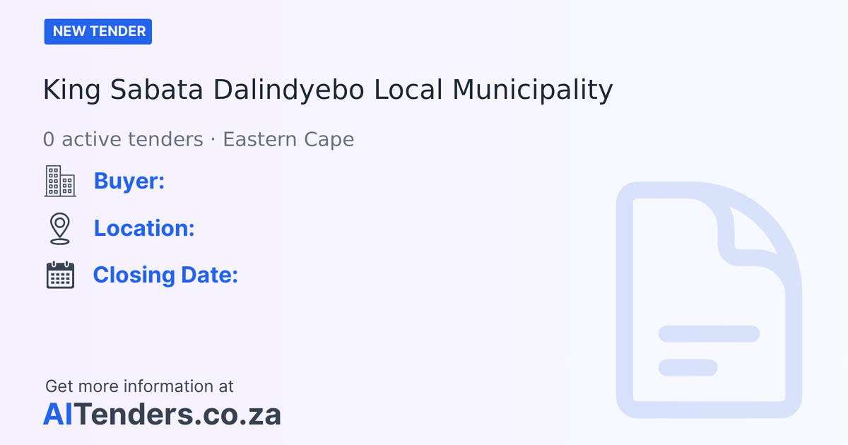 King Sabata Dalindyebo Local Municipality Tenders & Procurement Profile ...