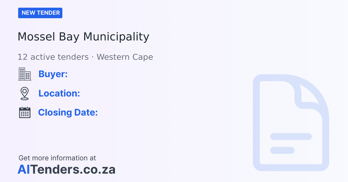 Mossel Bay Municipality Tenders & Procurement Profile | AITenders